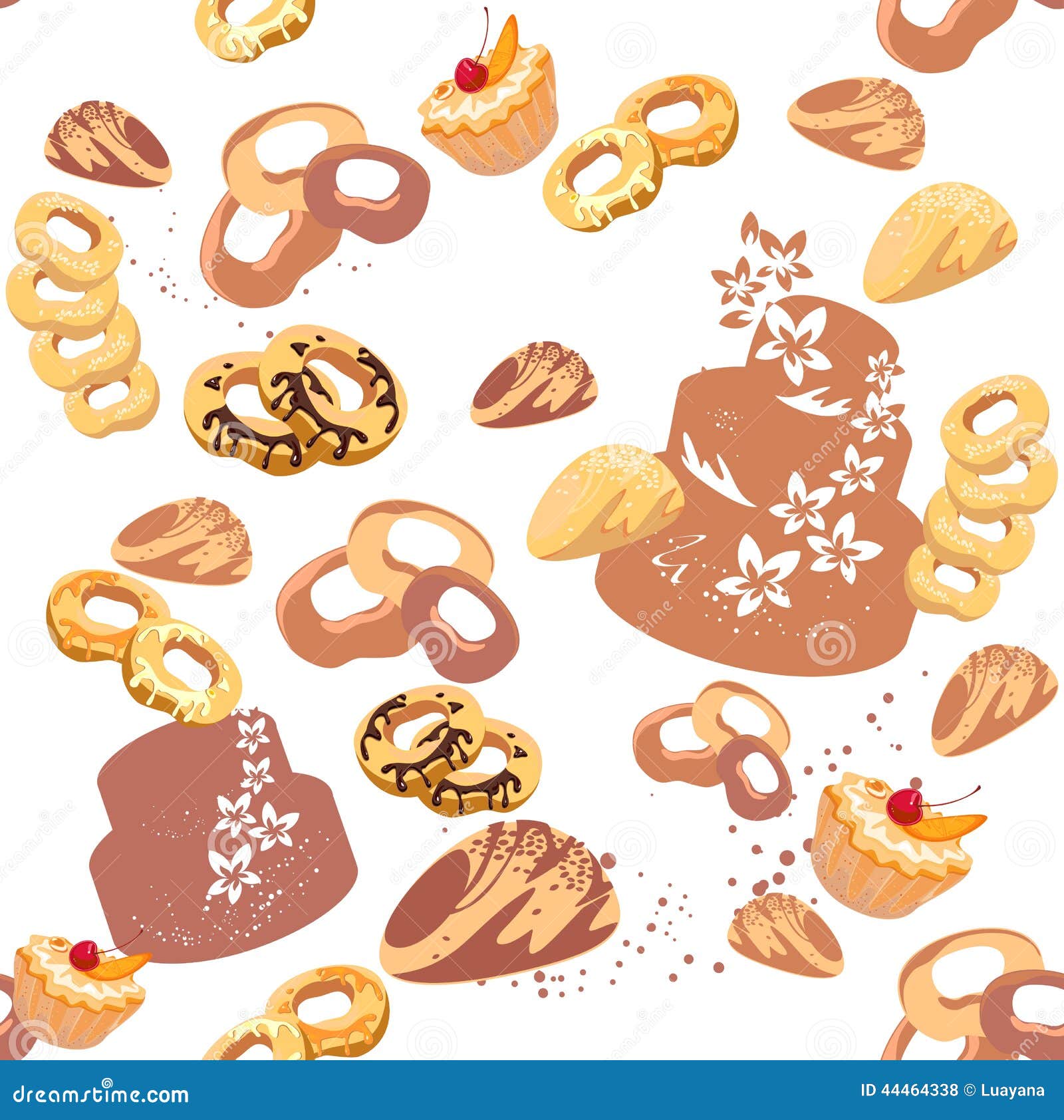 Background with pastries stock vector. Illustration of buns - 44464338