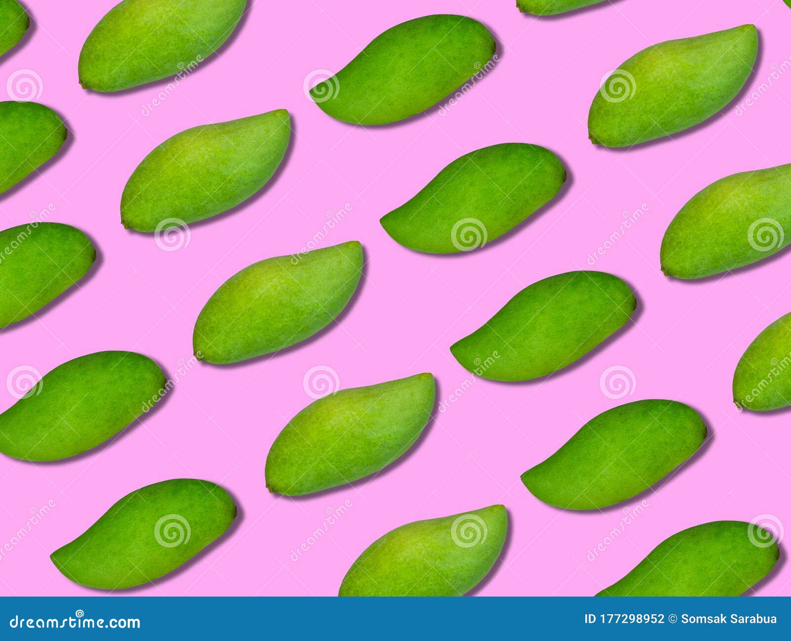 The Background Pattern is Blue and Fresh Mangoes Stock Photo - Image of ...