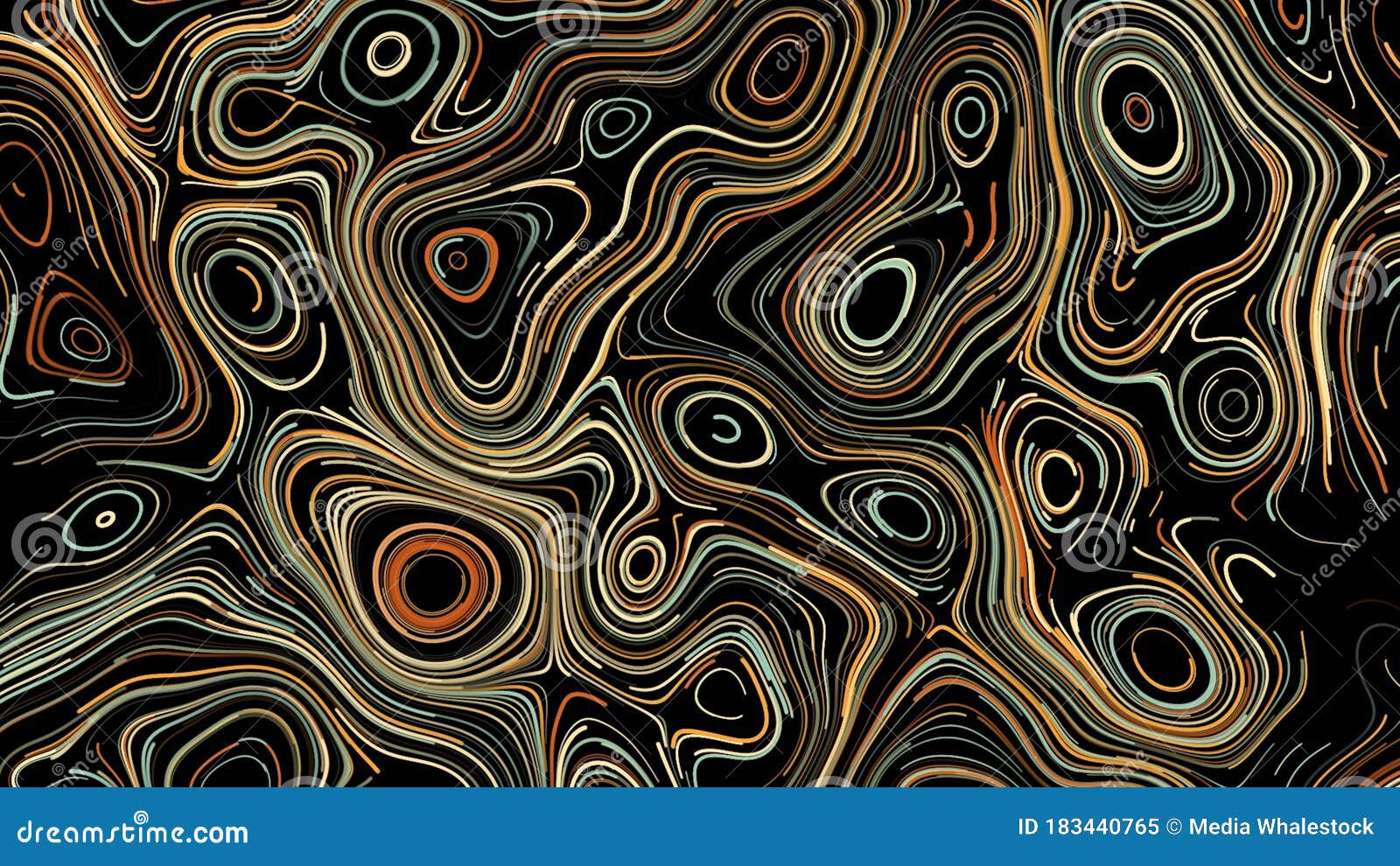 Background Of Pattern Of Curved And Circular Lines On Black Backdrop ...