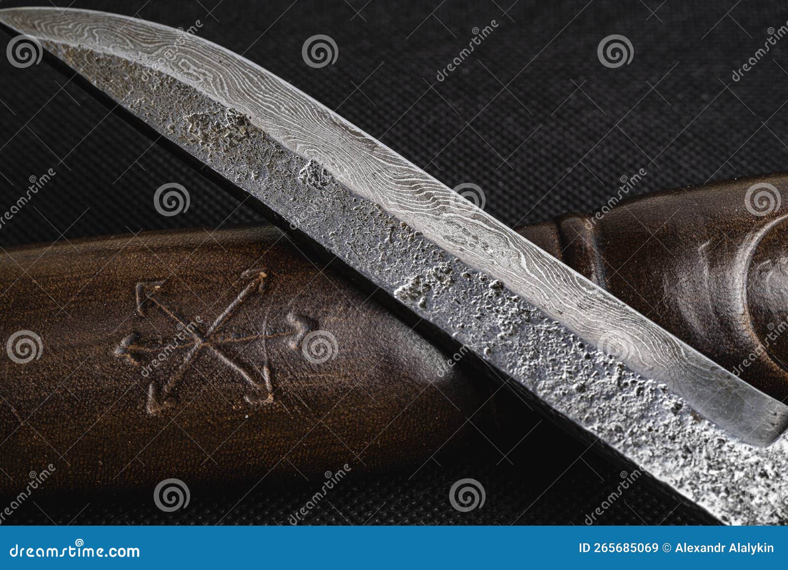 Background with a Pattern of Damascus Steel. Macro Shot of Damascus ...