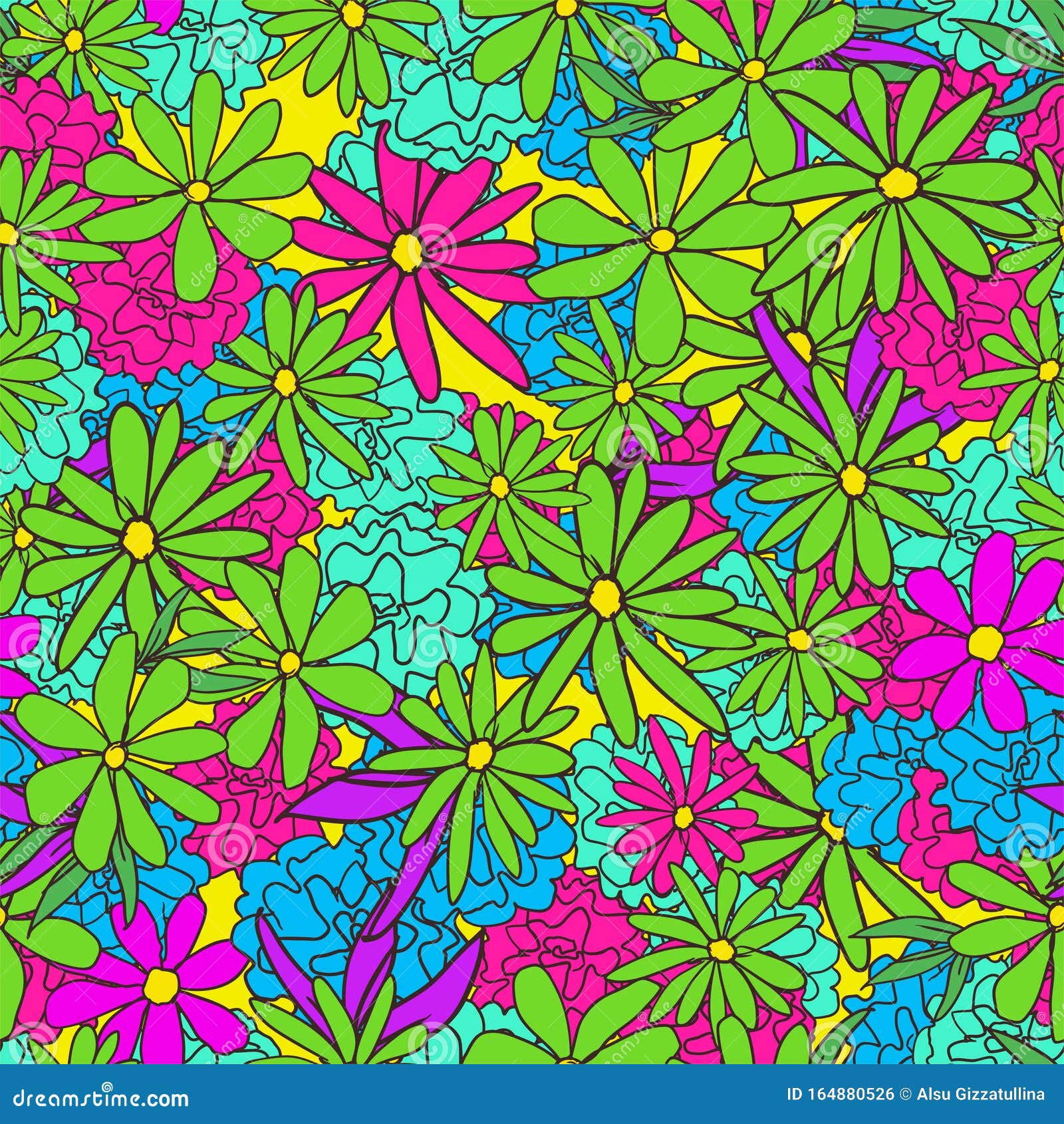 Background Pattern of Many Different Small Flowers and Plants. Seamless ...