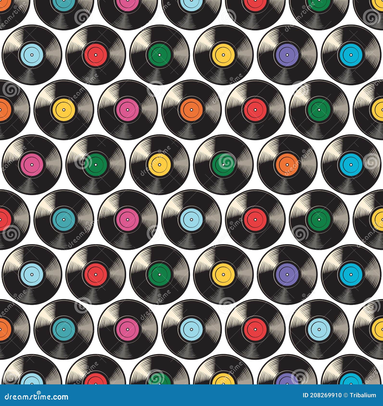 Background Pattern with Vinyl Discs or Records Vector Illustration ...