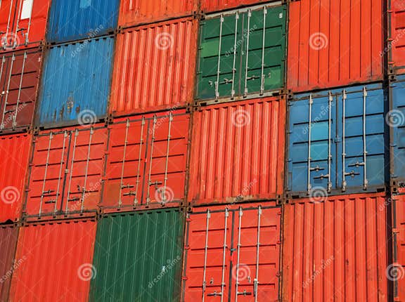 Background Pattern of a Wall of Shipping Containers Stock Photo - Image ...