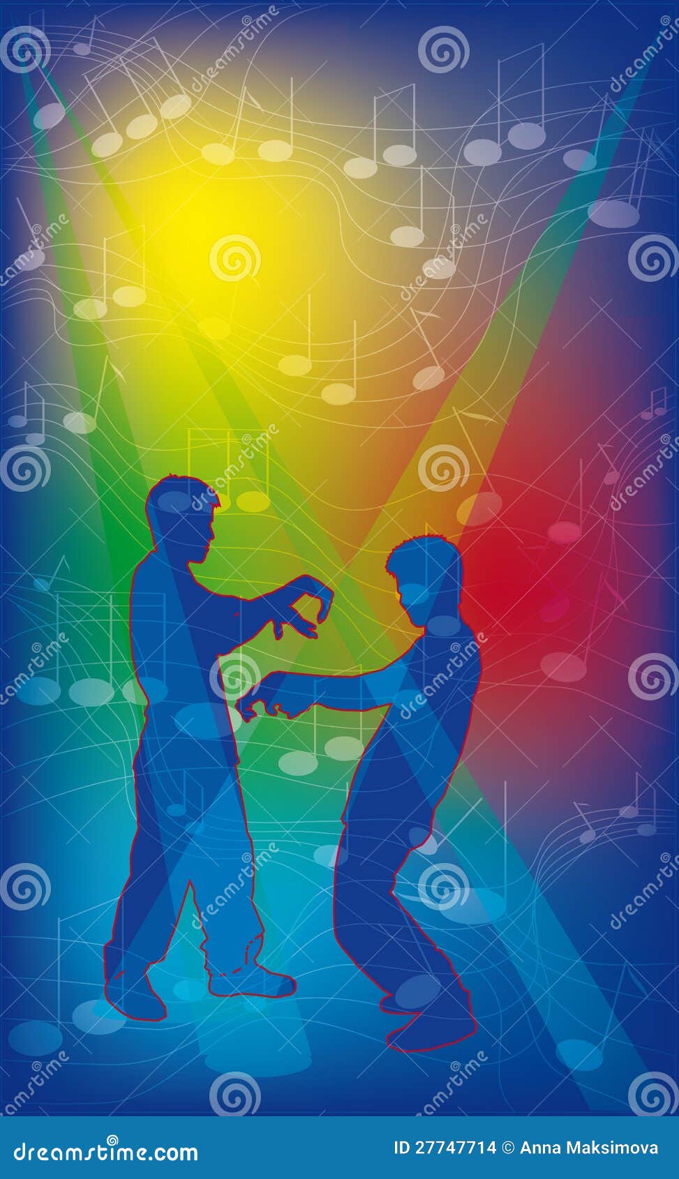 Background with People Dancing and Notes. Stock Vector - Illustration ...