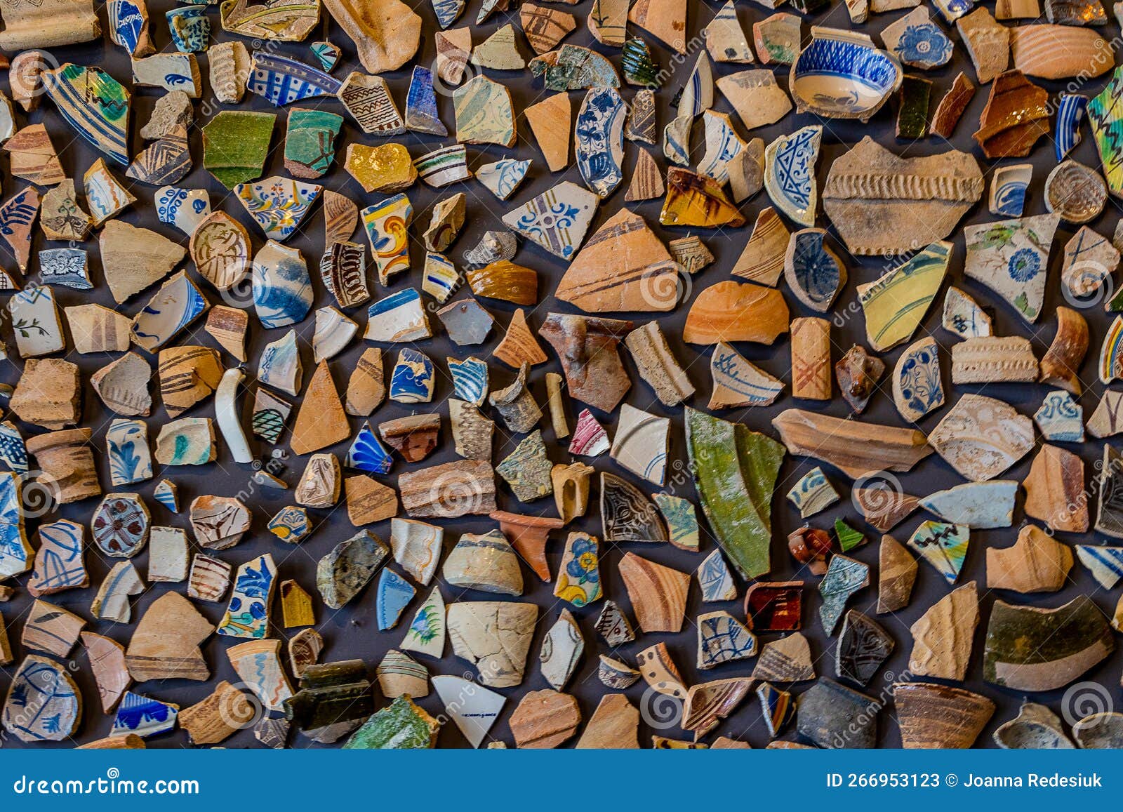 Background from Pieces of Clay Colored Broken Pottery Decoration ...