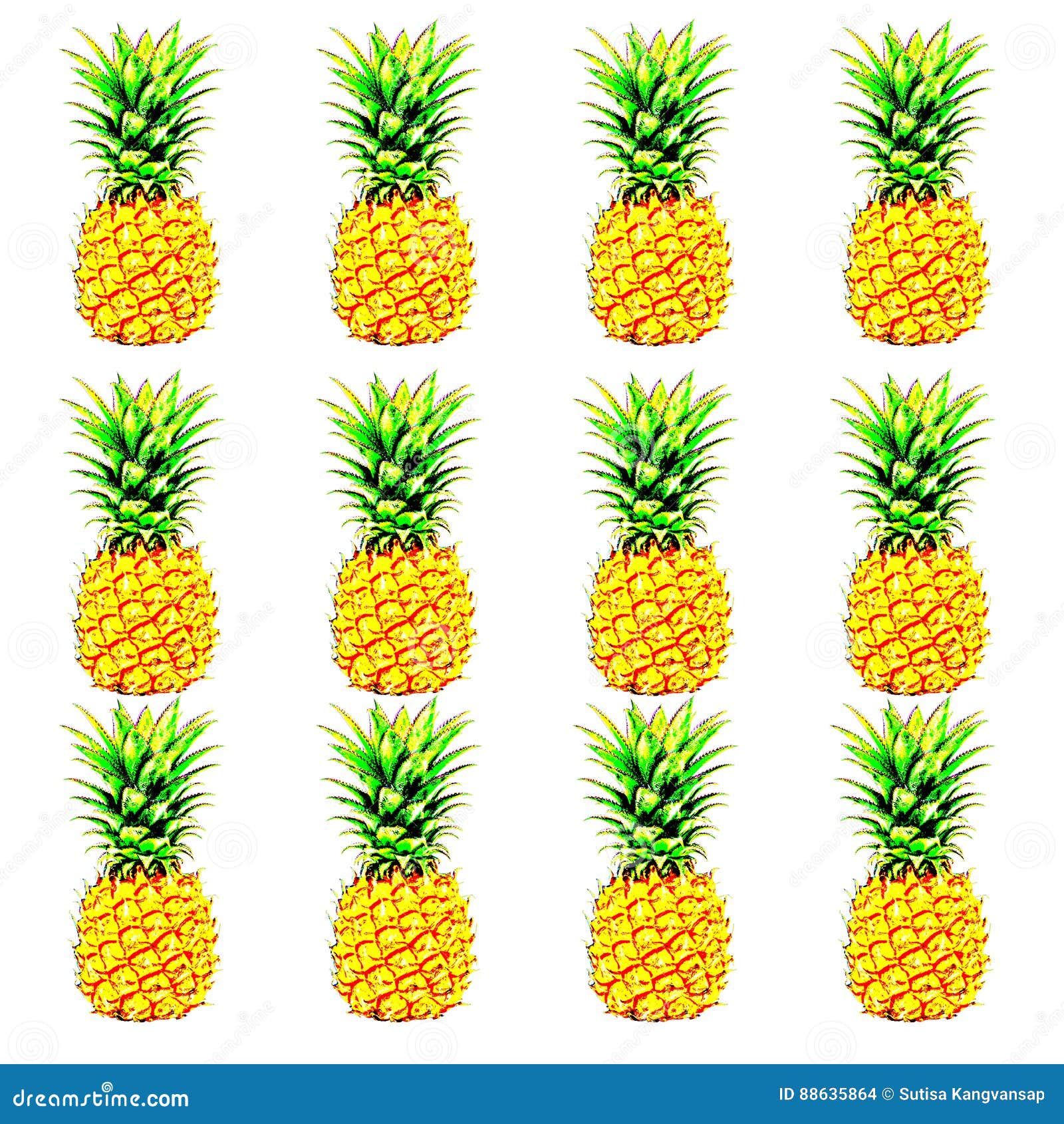 Pineapple Texture Seamless Pattern Background Vector Tropical ...
