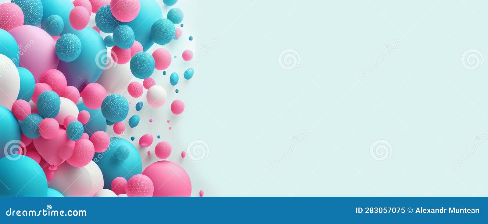 Background with Pink and Blue Balloons, Panoramic Layout. Stock ...