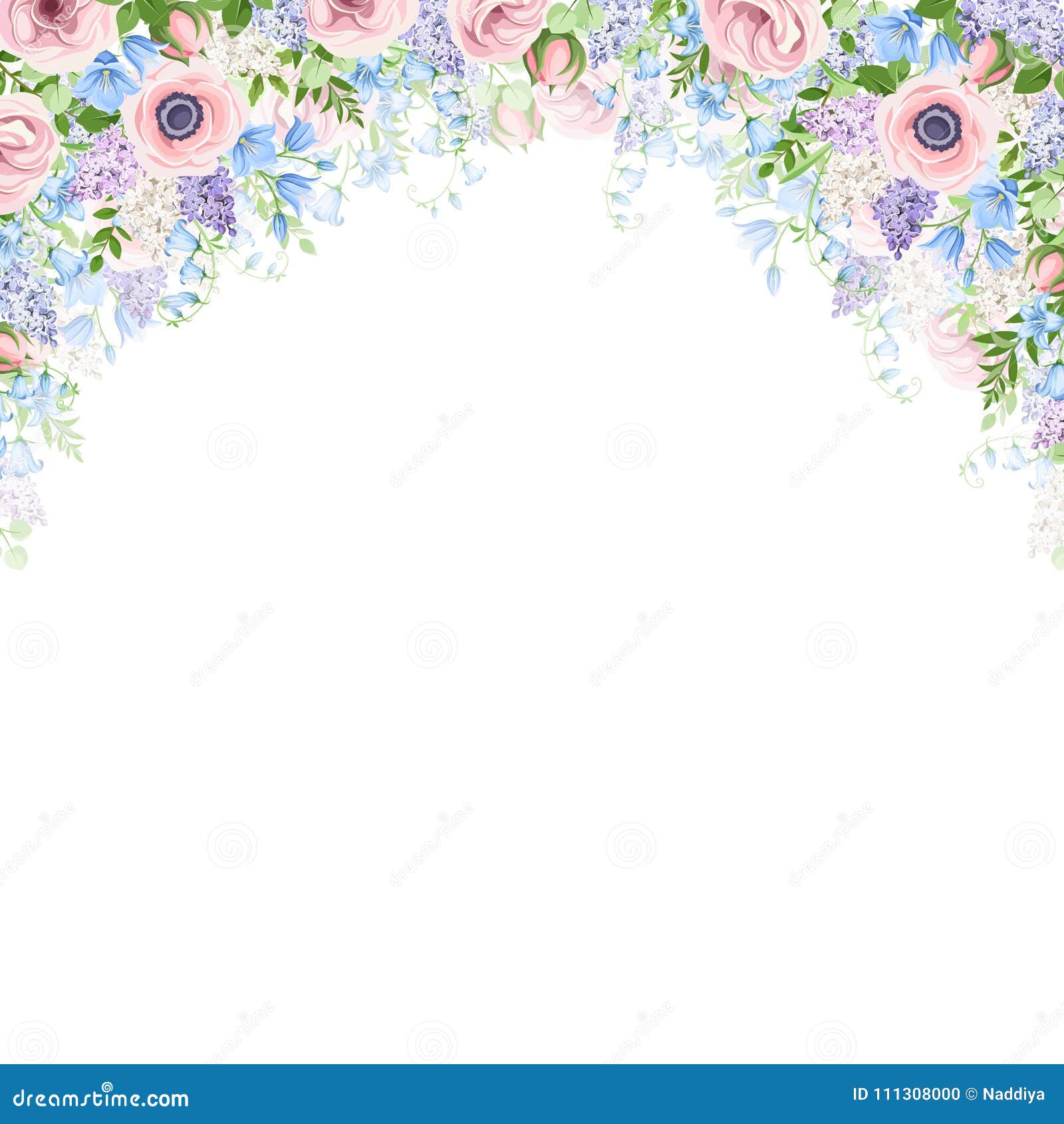 Background with Pink, Blue and Purple Flowers. Vector Illustration ...