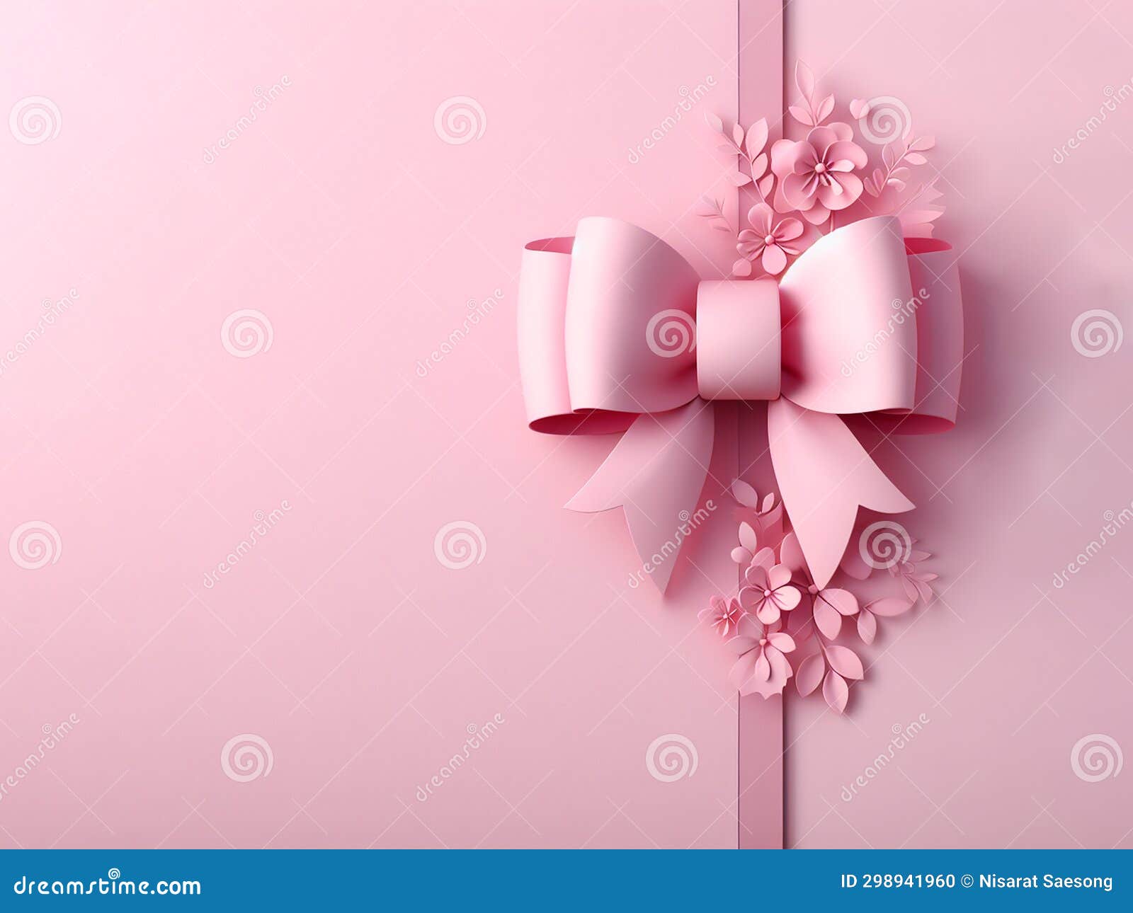 The Background is a Pink Bow with Floral Decorations All Around it ...
