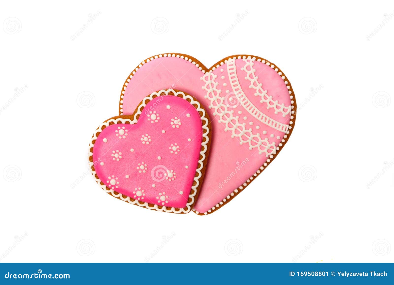 Background from Pink Cookies Heart Shaped with Different Patterns ...