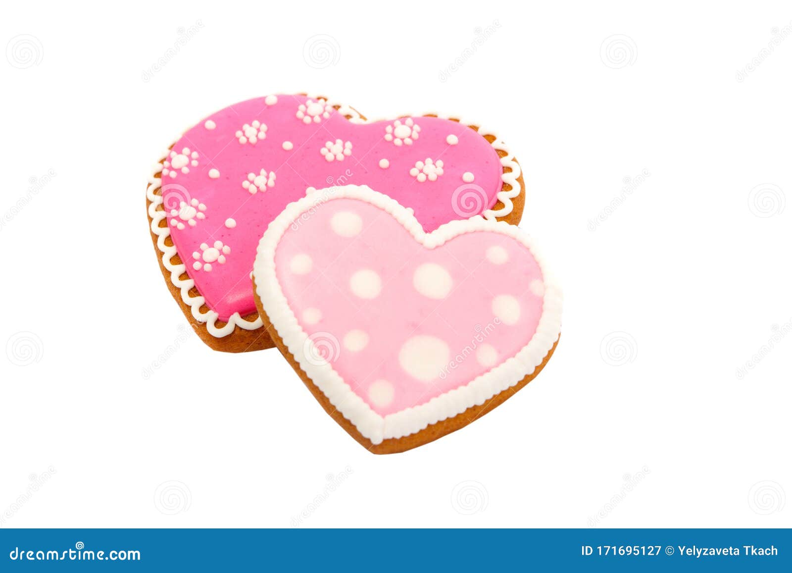 Background from Pink Cookies Heart Shaped with Different Patterns ...