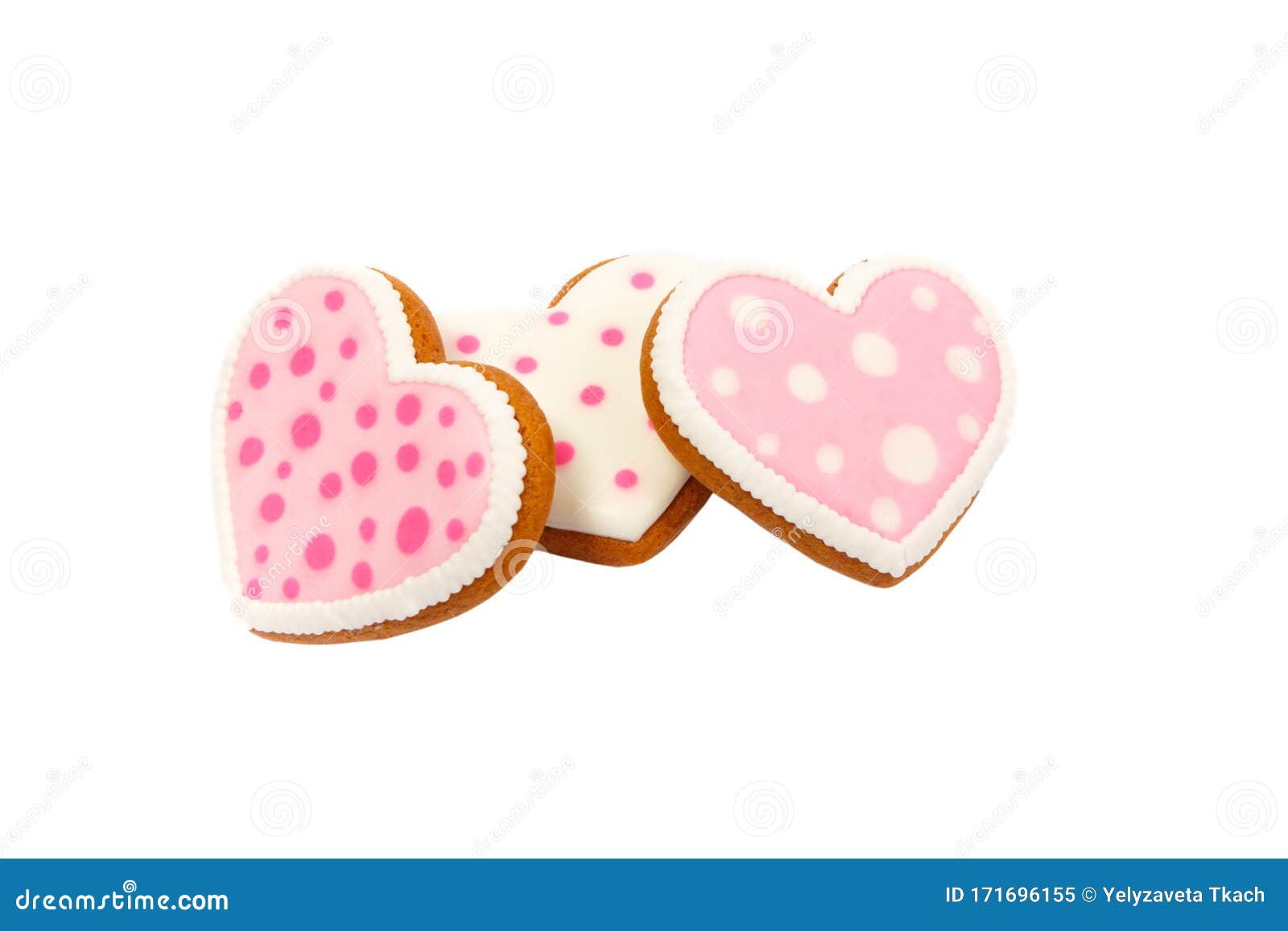 Background from Pink Cookies Heart Shaped with Different Patterns ...