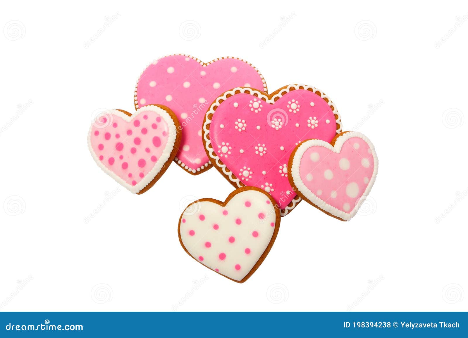 Background from Pink Cookies Heart Shaped with Different Patterns ...