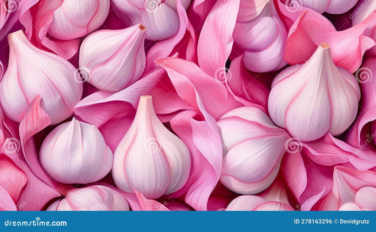 Background of Pink Garlic Bulbs. Generative AI Stock Illustration ...