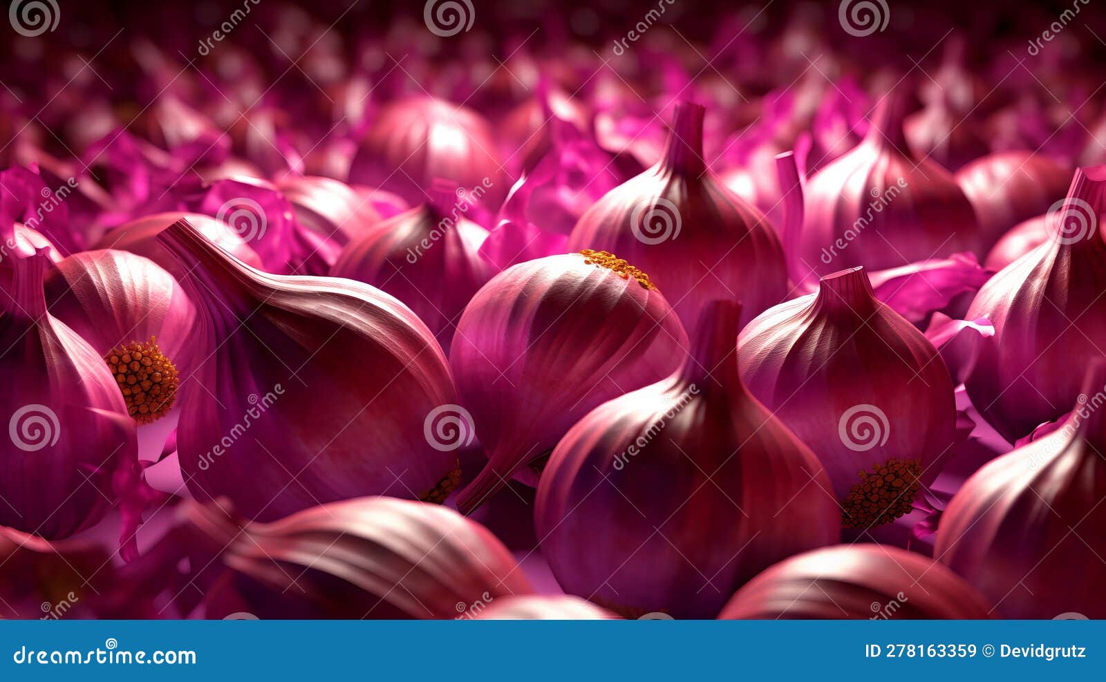 Background of Pink Garlic Bulbs. Generative AI Stock Illustration ...