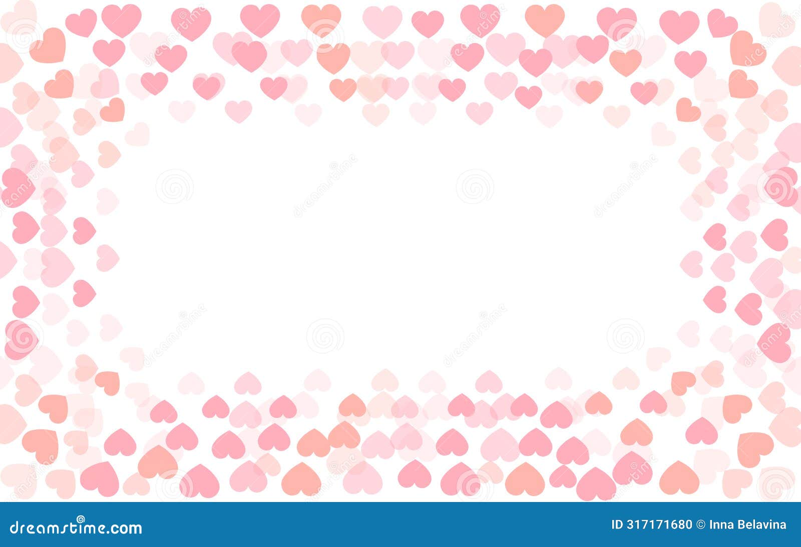 Background with Pink Hearts. Border with Pink Hearts. Lovely Frame for ...