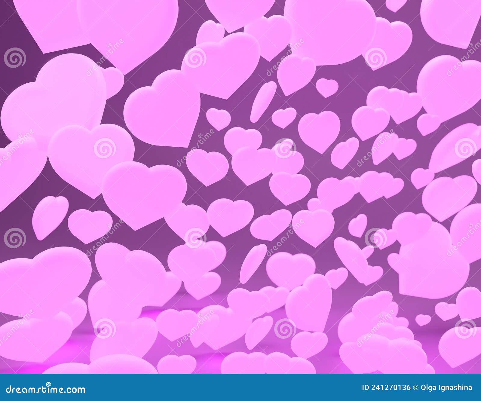 Background of Pink Hearts 3d Rendering Stock Illustration ...