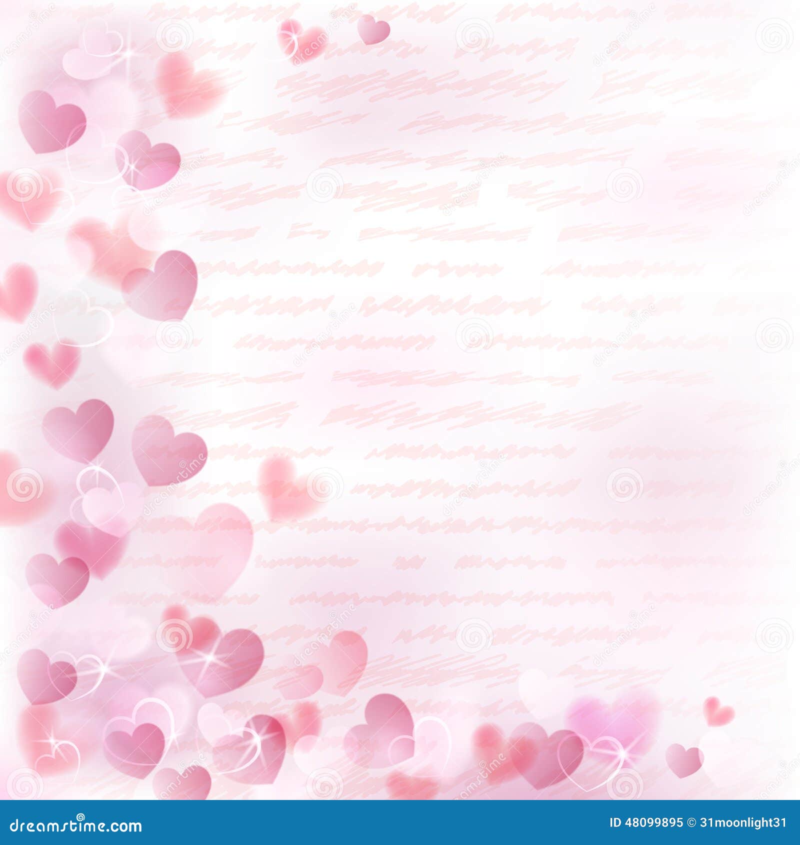 Background with Pink Hearts Stock Vector - Illustration of handwritten ...