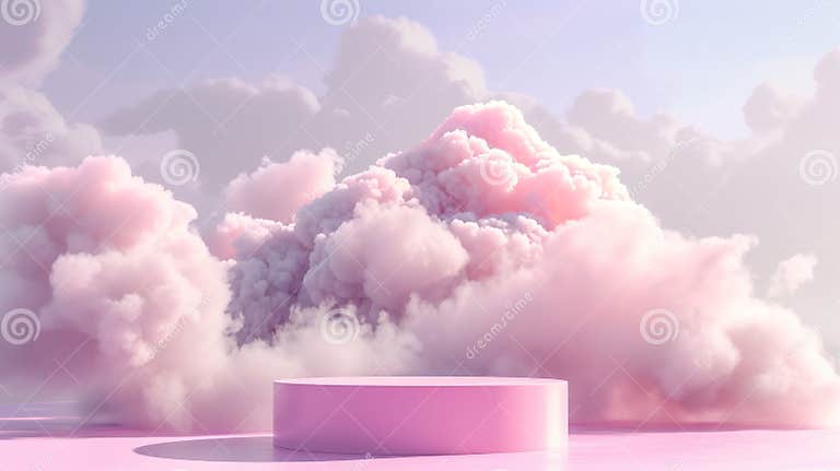 Background with Pink Podium. the Sky Platform with Pastel Clouds Stock ...
