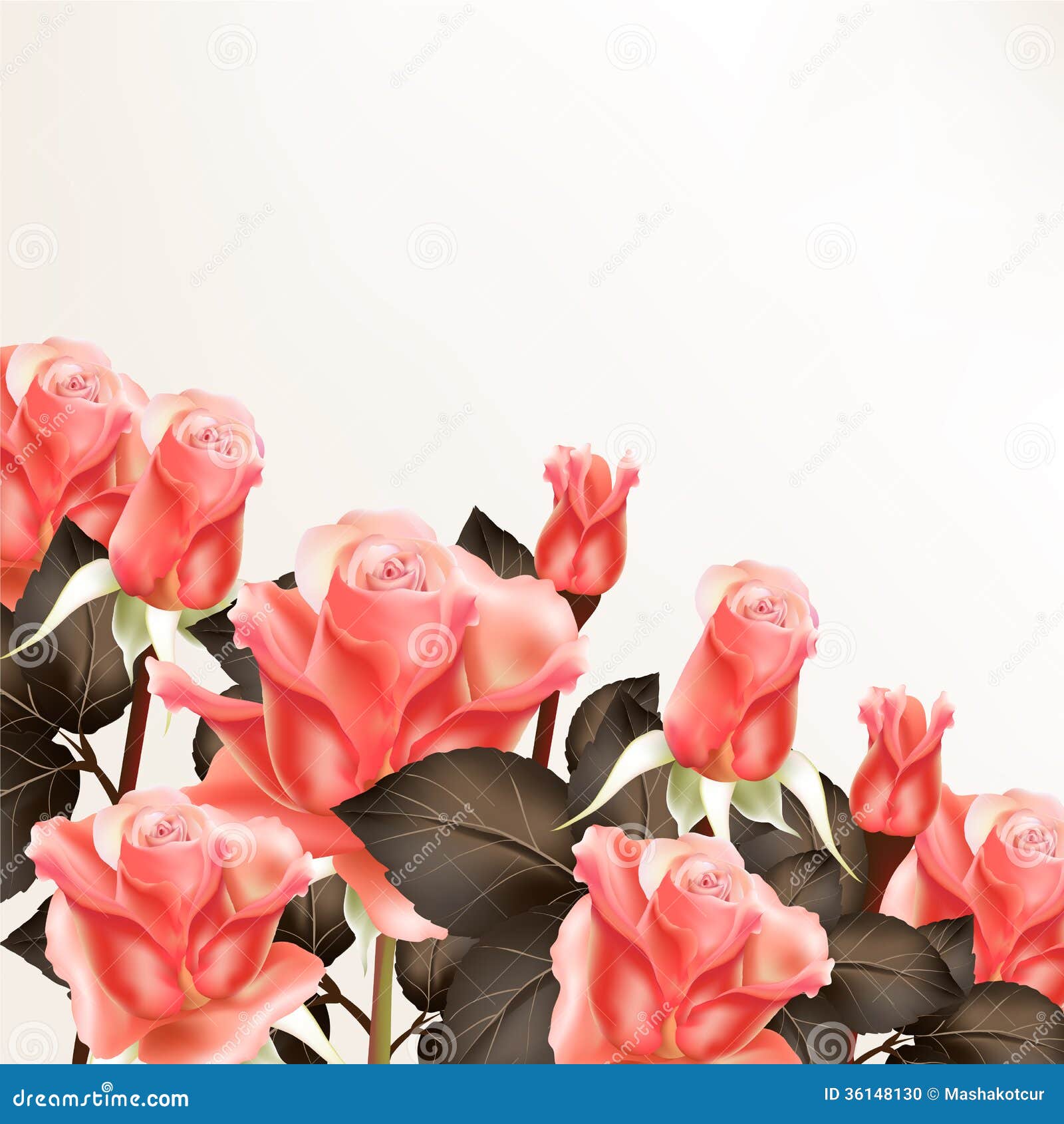 Background with pink roses stock vector. Illustration of fashion - 36148130