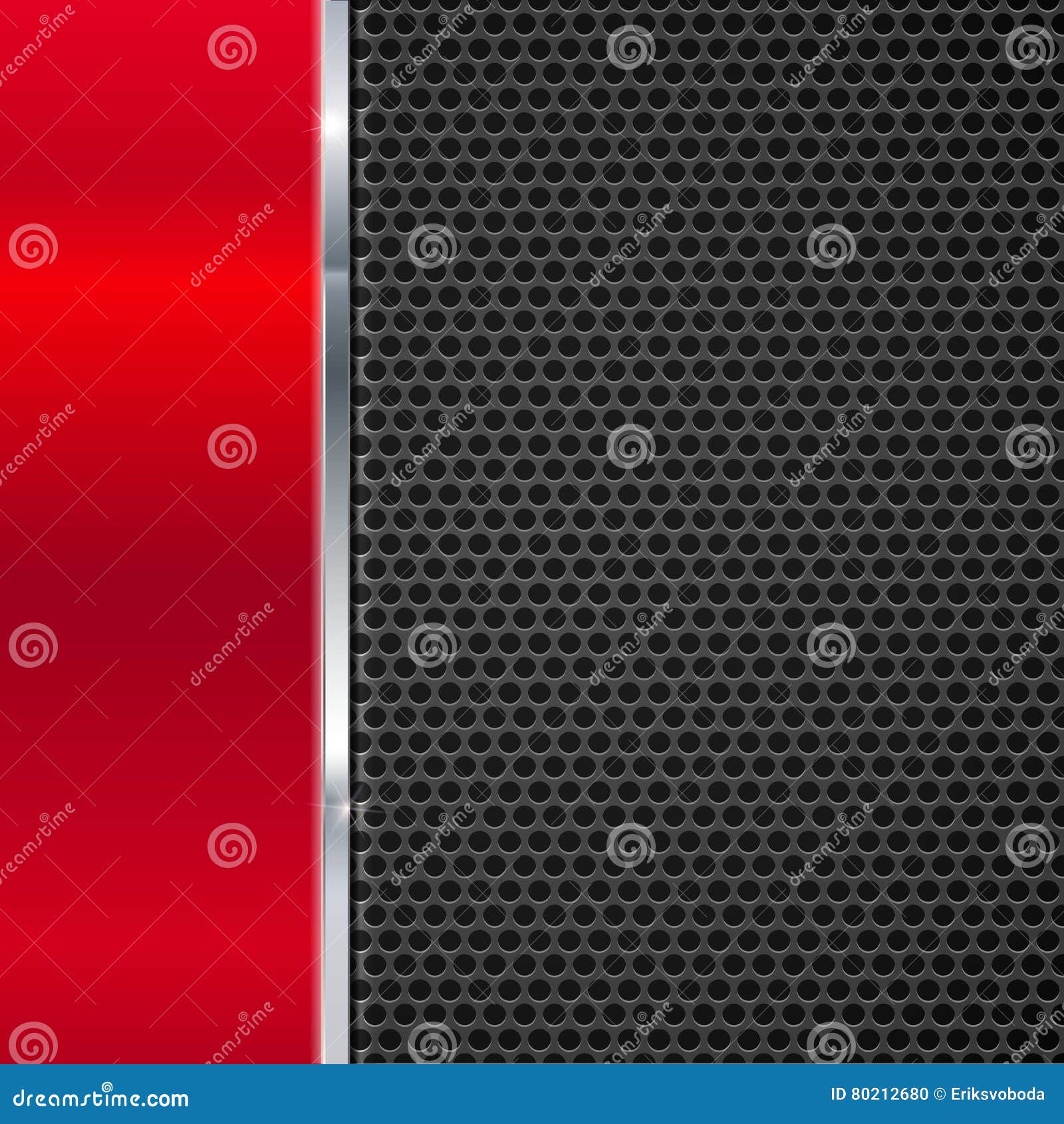 Background of Polished Red Metal and Black Mesh with Strip. Stock ...