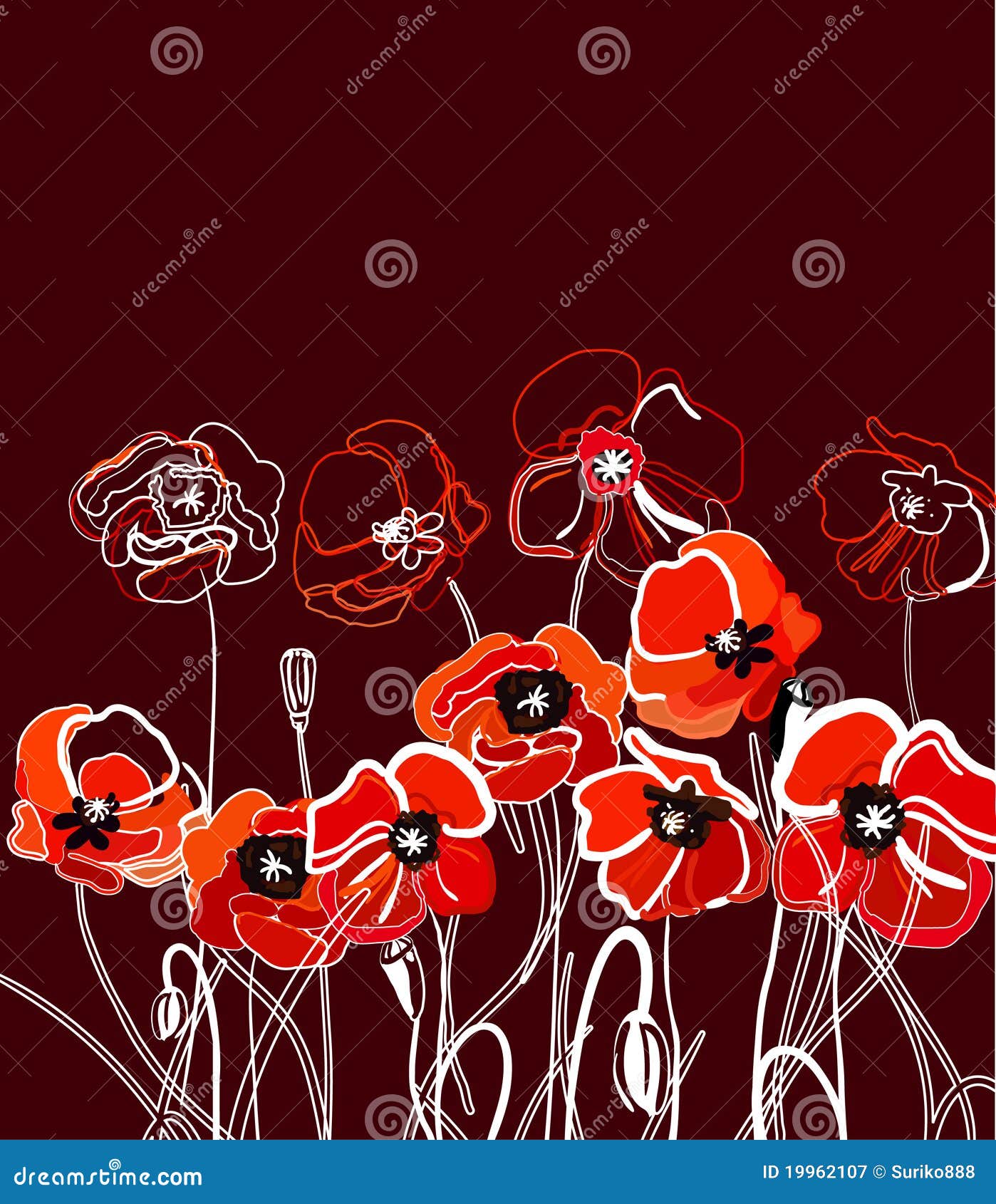Background with poppy stock vector. Illustration of background - 19962107