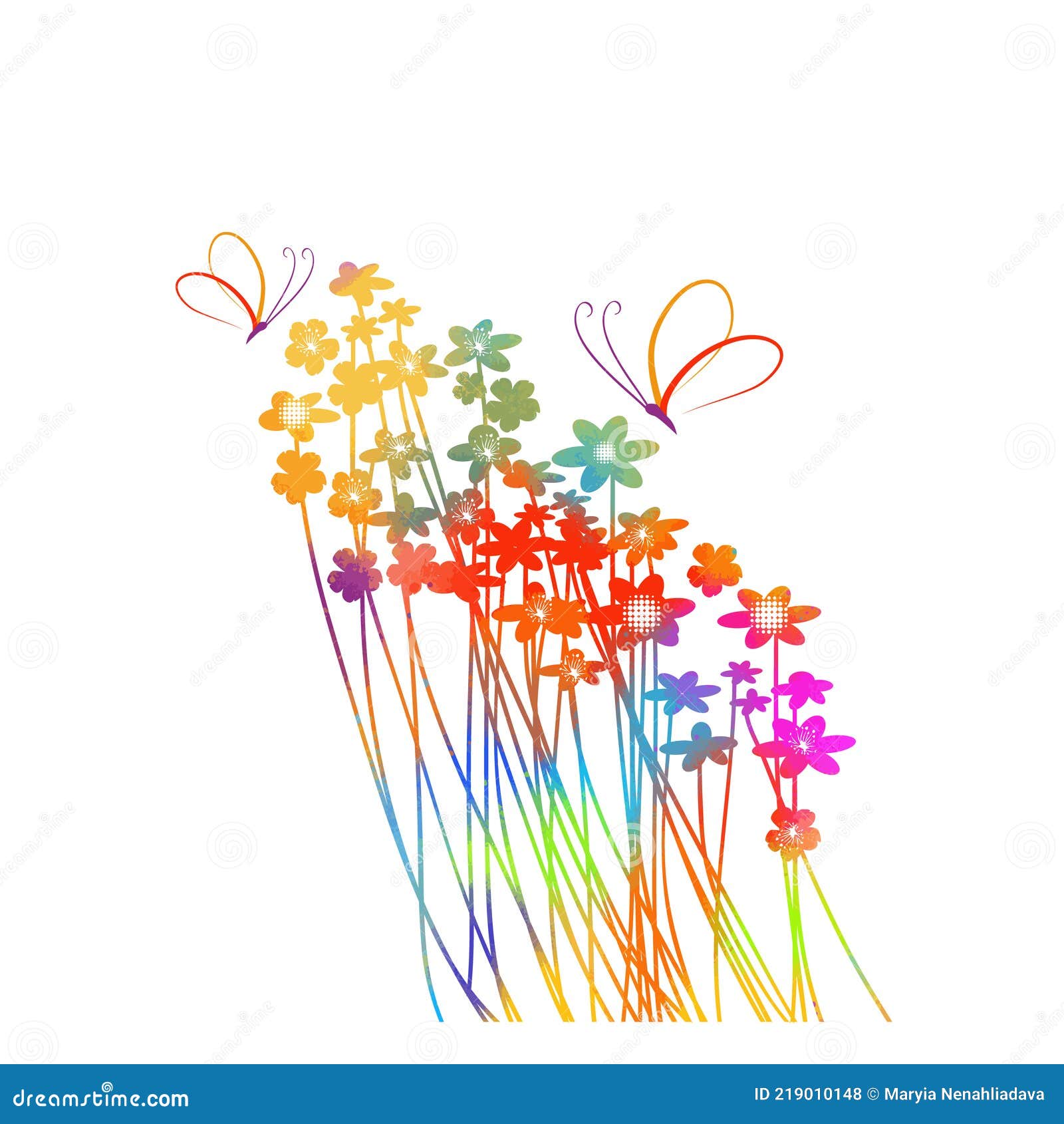 The Background is a Postcard with Small and Multicolored Flowers ...