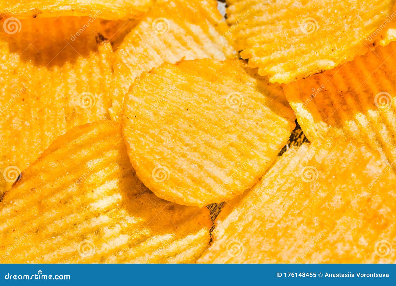 Background of Potato Crisps Close-up. the Texture of the Corrugated ...