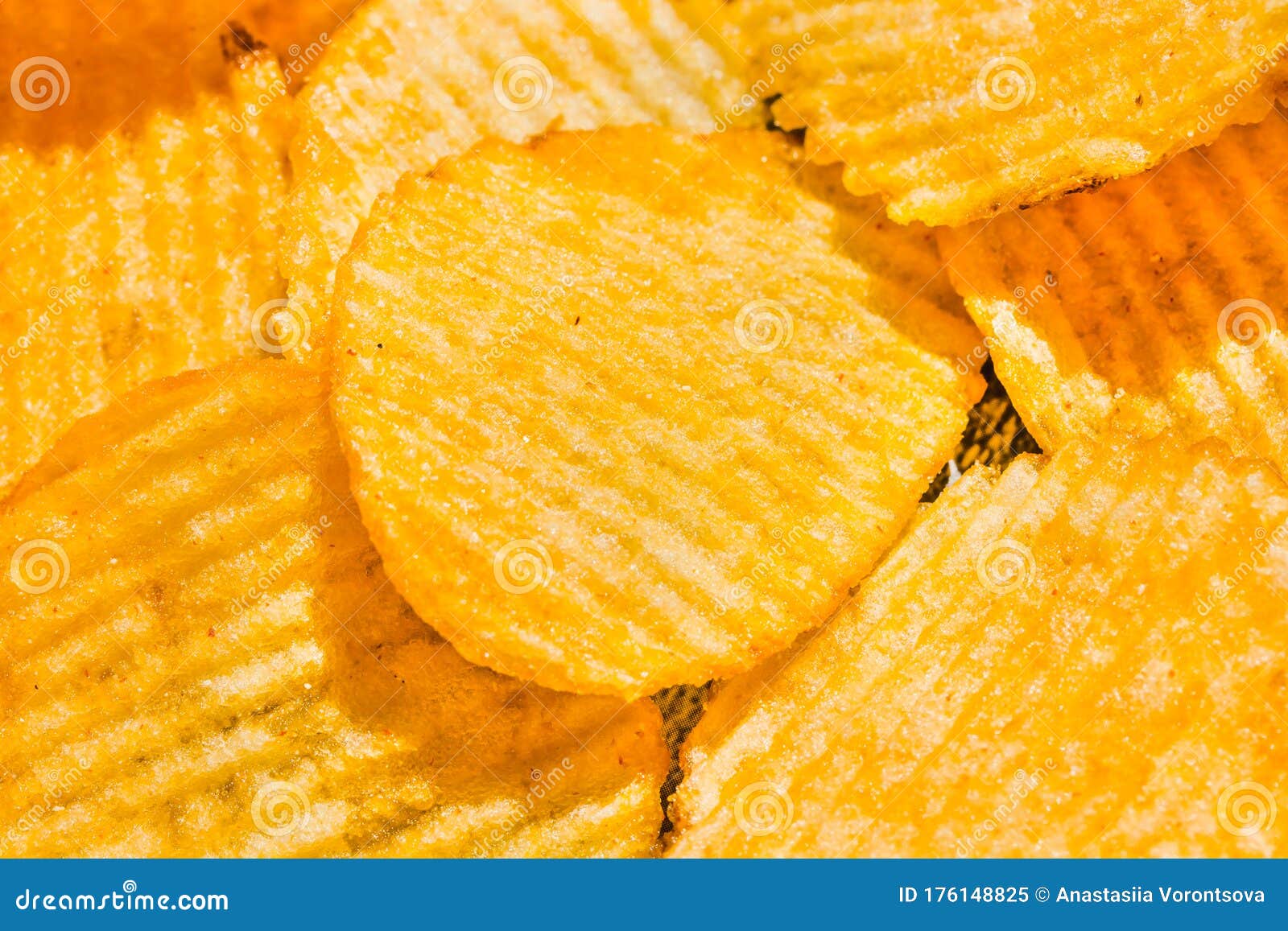 Background of Potato Crisps Close-up. the Texture of the Corrugated ...
