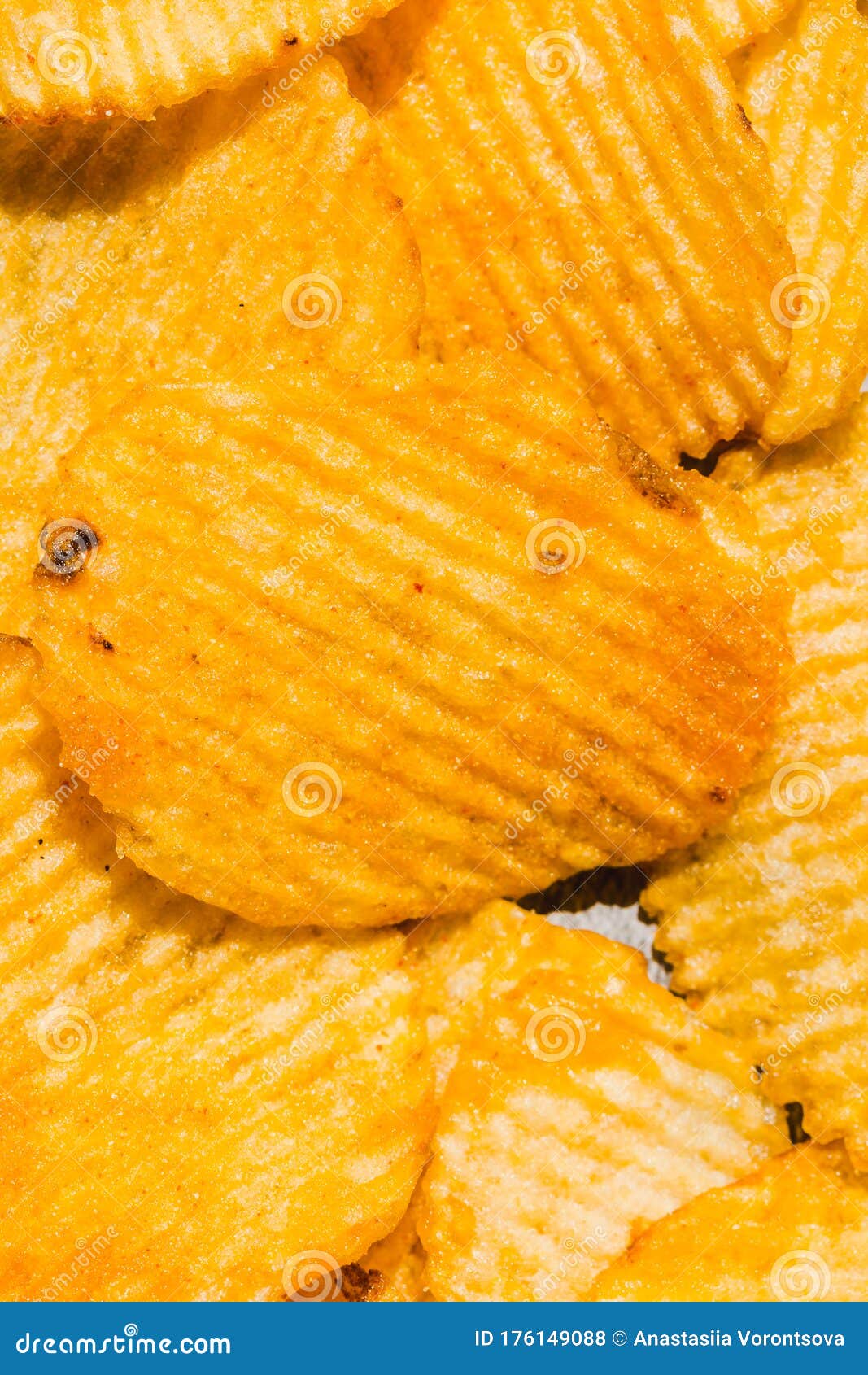 Background of Potato Crisps Close-up. the Texture of the Corrugated ...