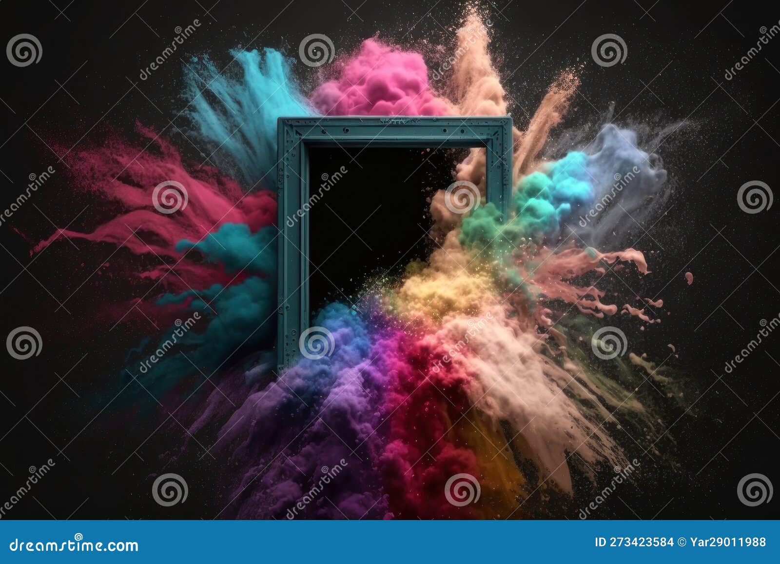 Background. Powder Paint Explosion and Frame on Black Background Stock ...