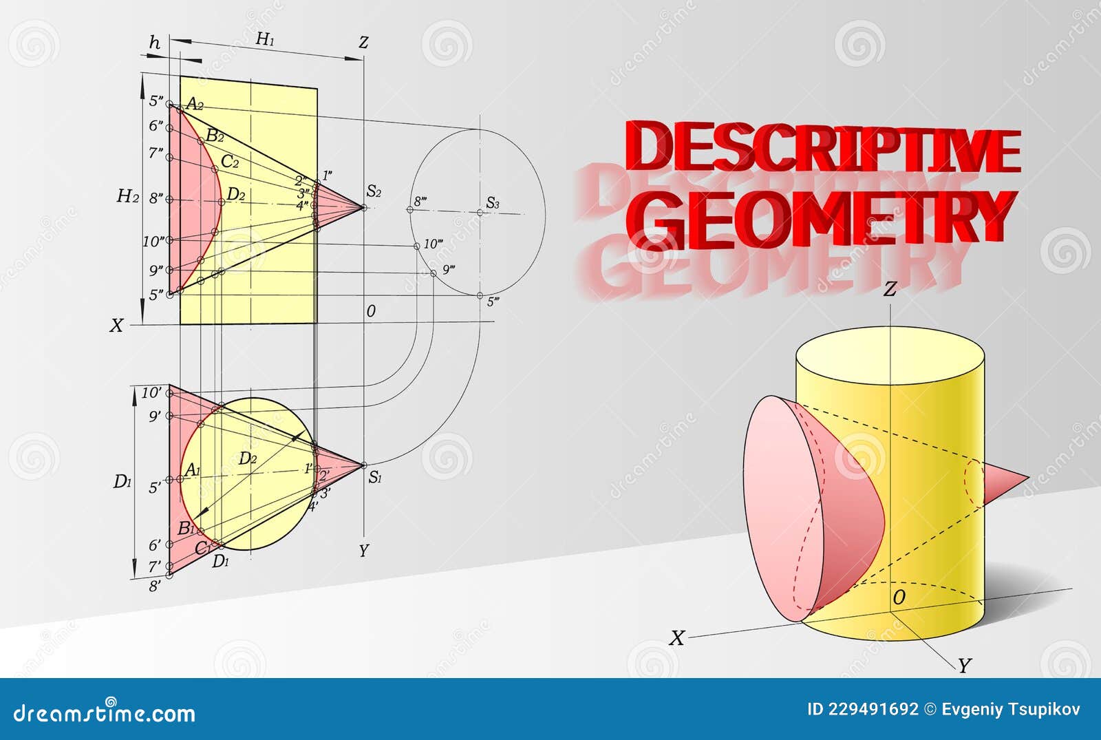 Descriptive Geometry 3D Projection Stock Image | CartoonDealer.com ...