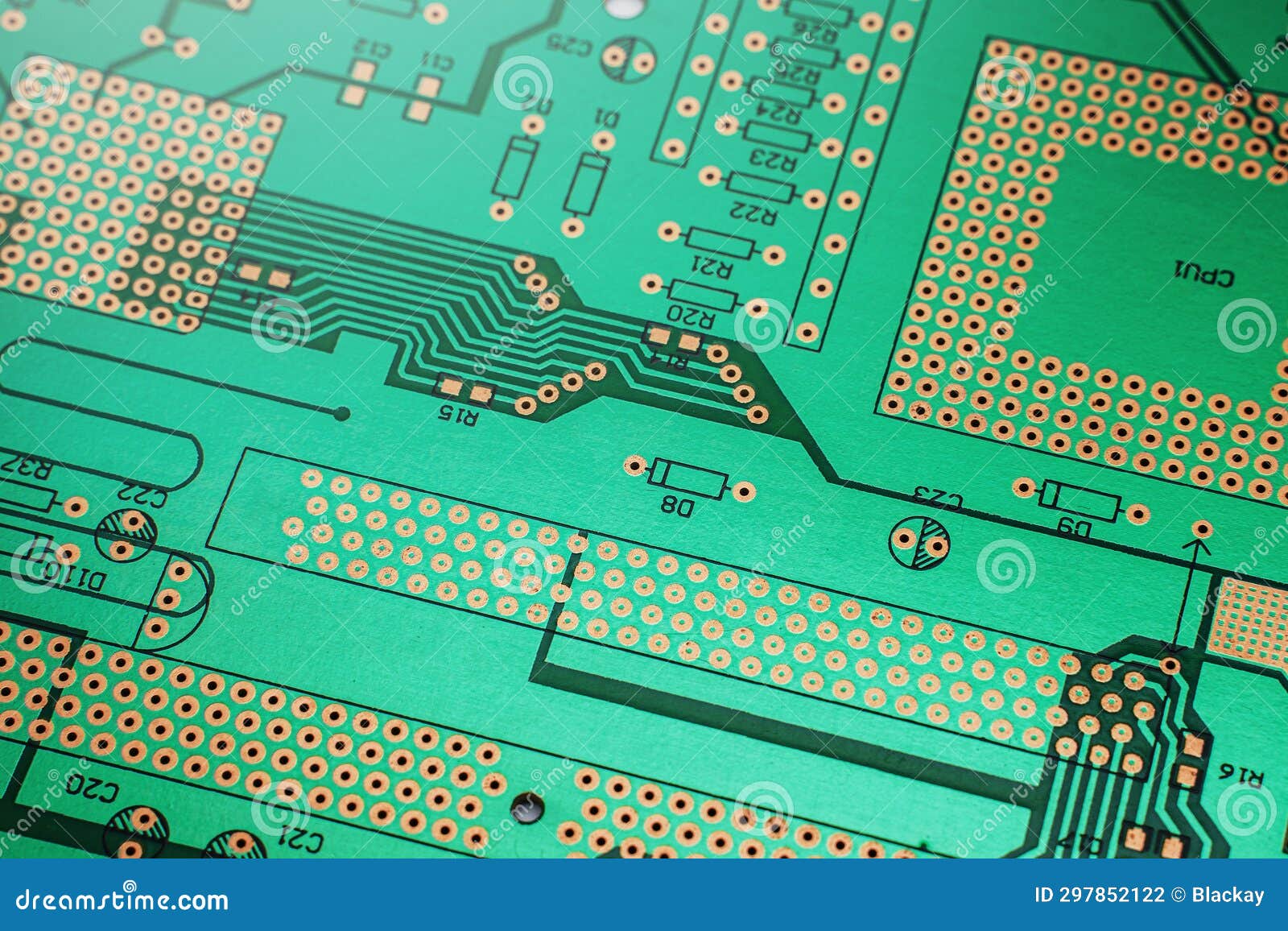 Background of Printed Circuit Board without Chips and Components Stock ...