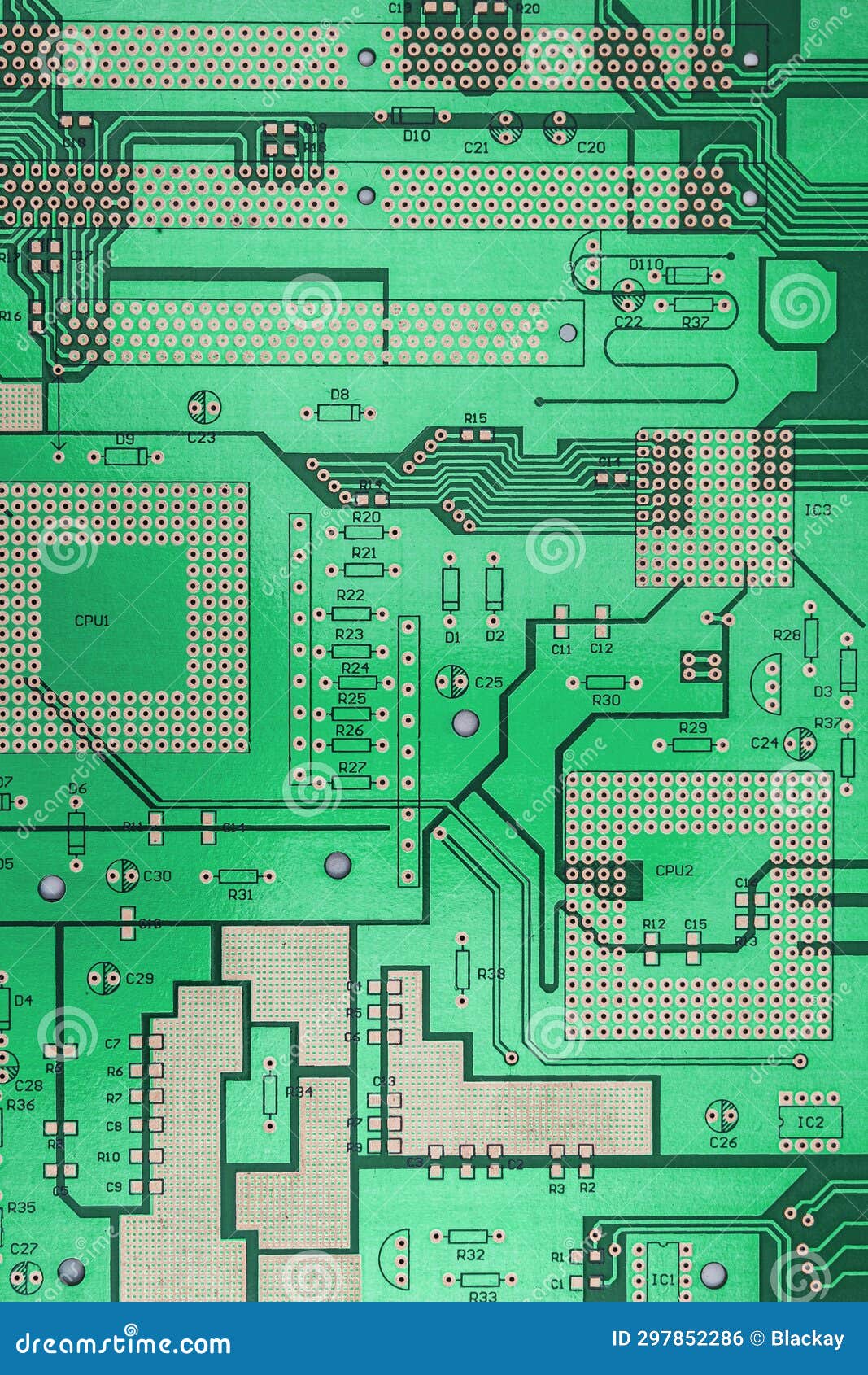 Background of Printed Circuit Board without Chips and Components Stock ...