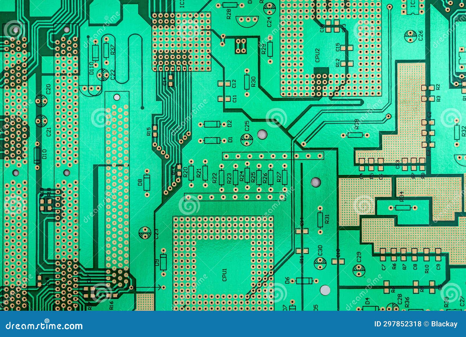 Background of Printed Circuit Board without Chips and Components Stock ...