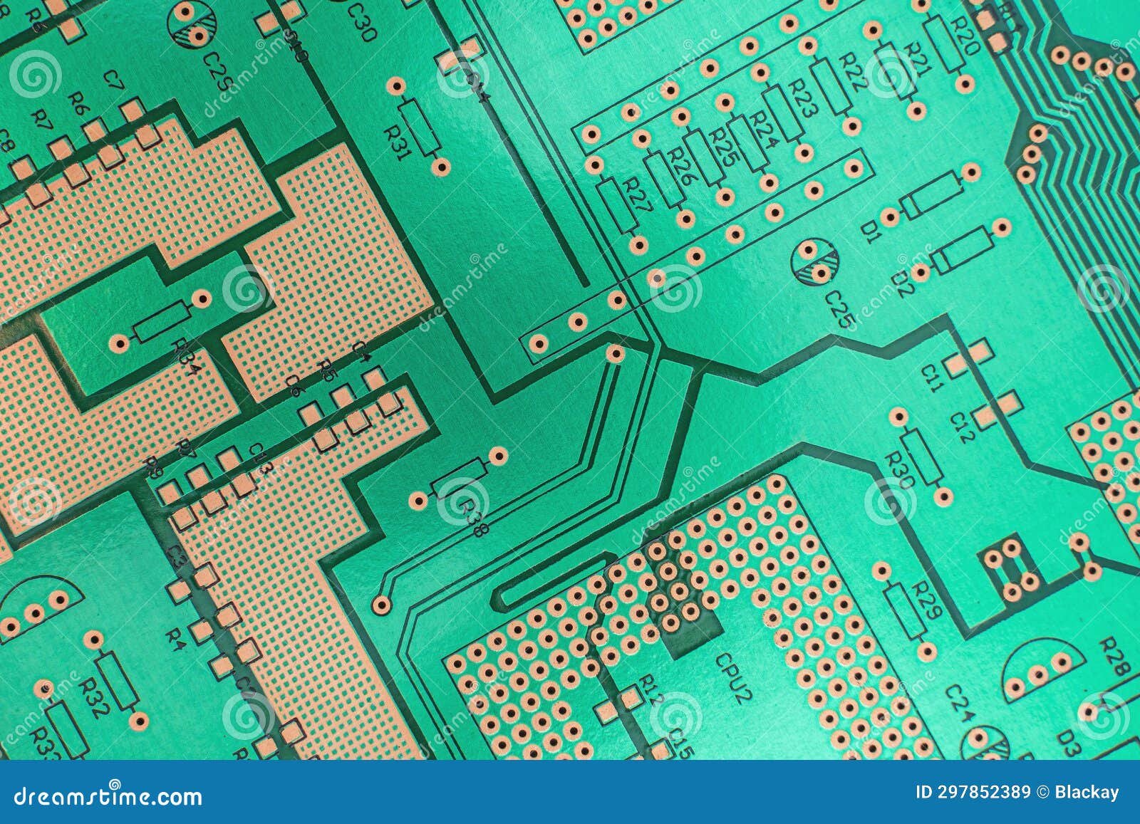 Background of Printed Circuit Board without Chips and Components Stock ...