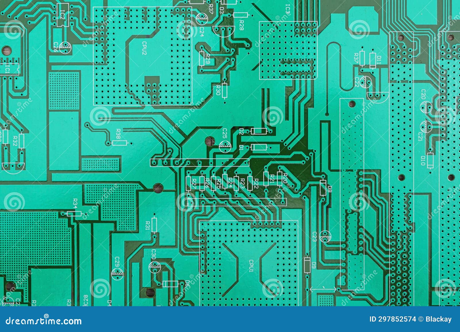 Background of Printed Circuit Board without Chips and Components Stock ...