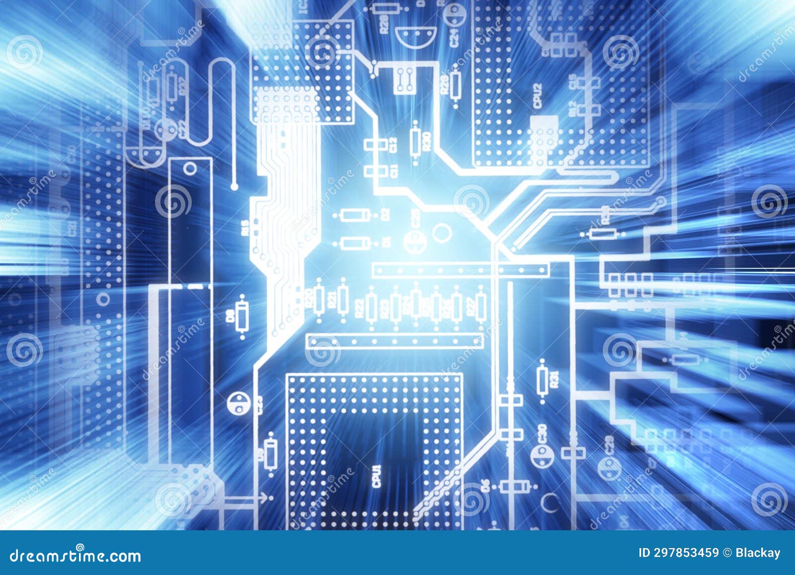 Background of Printed Circuit Board Overlay with Motion Blur Effect ...