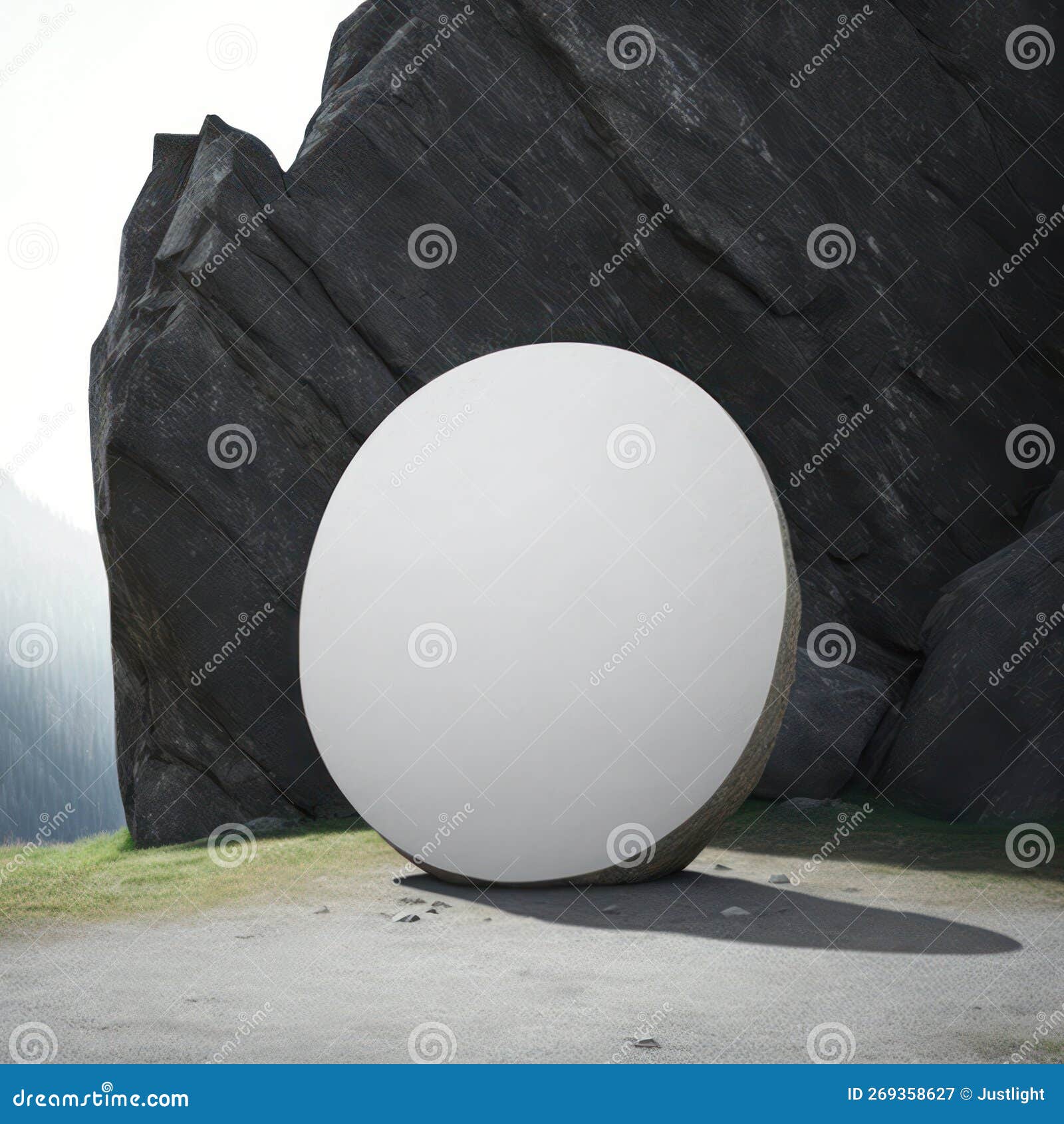 Background for Product Presentation, Large, Round Boulder Balanced on ...