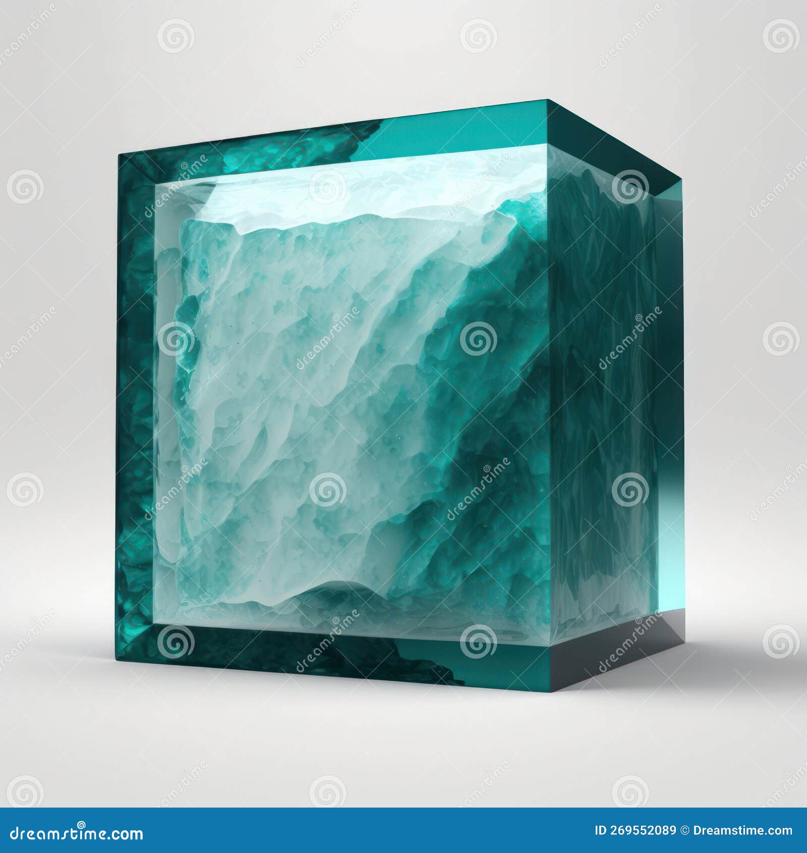 Background For Product Presentation, Translucent Teal Cube With Jagged ...
