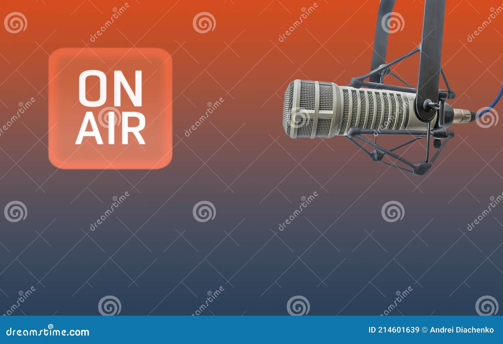 Background with Professional Microphone and on Air Sign Stock ...