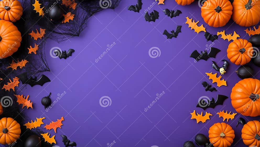 The Background is Purple with Spooky Decorations. the Banner Includes a ...