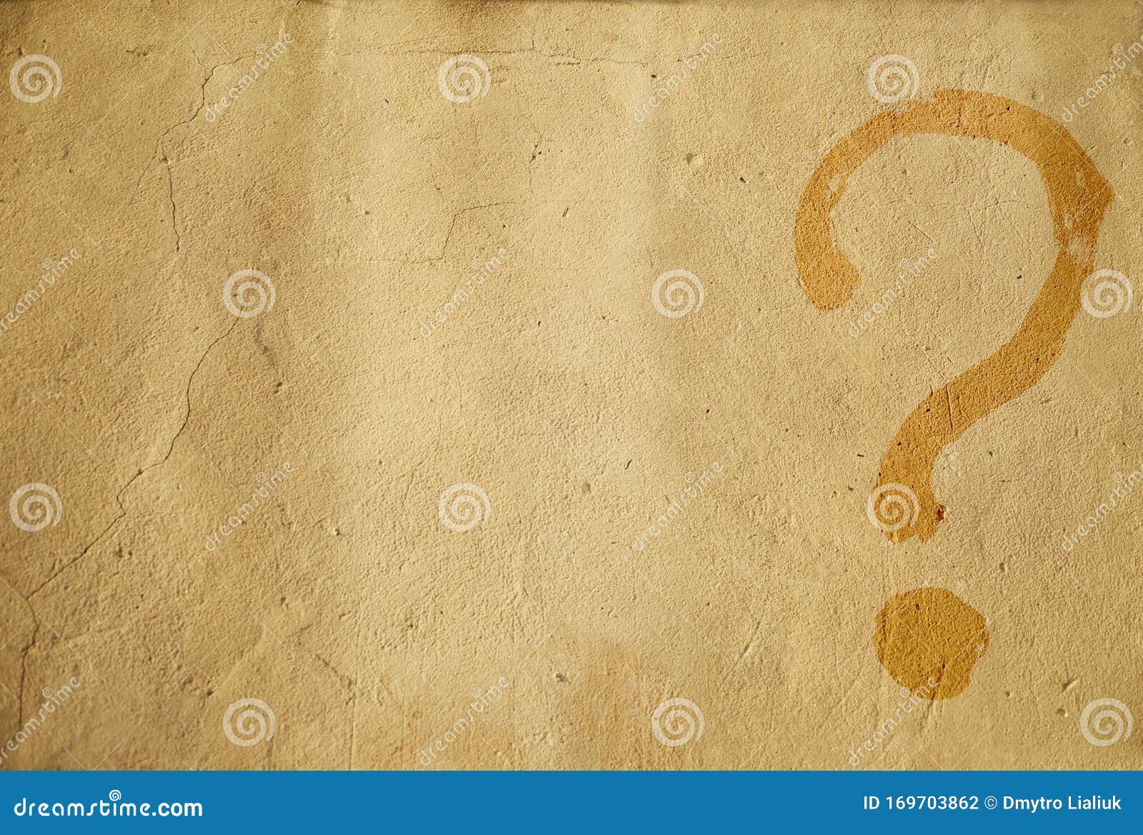 Background. Question Mark Painted on a Yellow Wall. Light Brown Stock ...