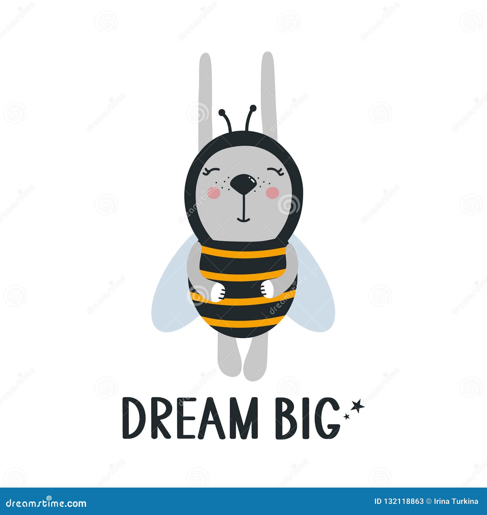 Background, Rabbit - Bee and Text. Dream Big Stock Vector ...