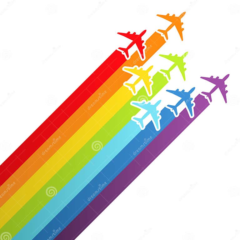 Background with Rainbow Airplanes Stock Vector - Illustration of ...