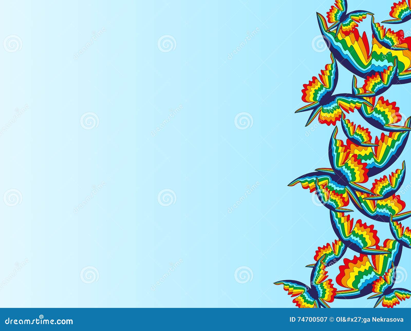 Background with Rainbow Butterflies on the Right Side of the Picture ...