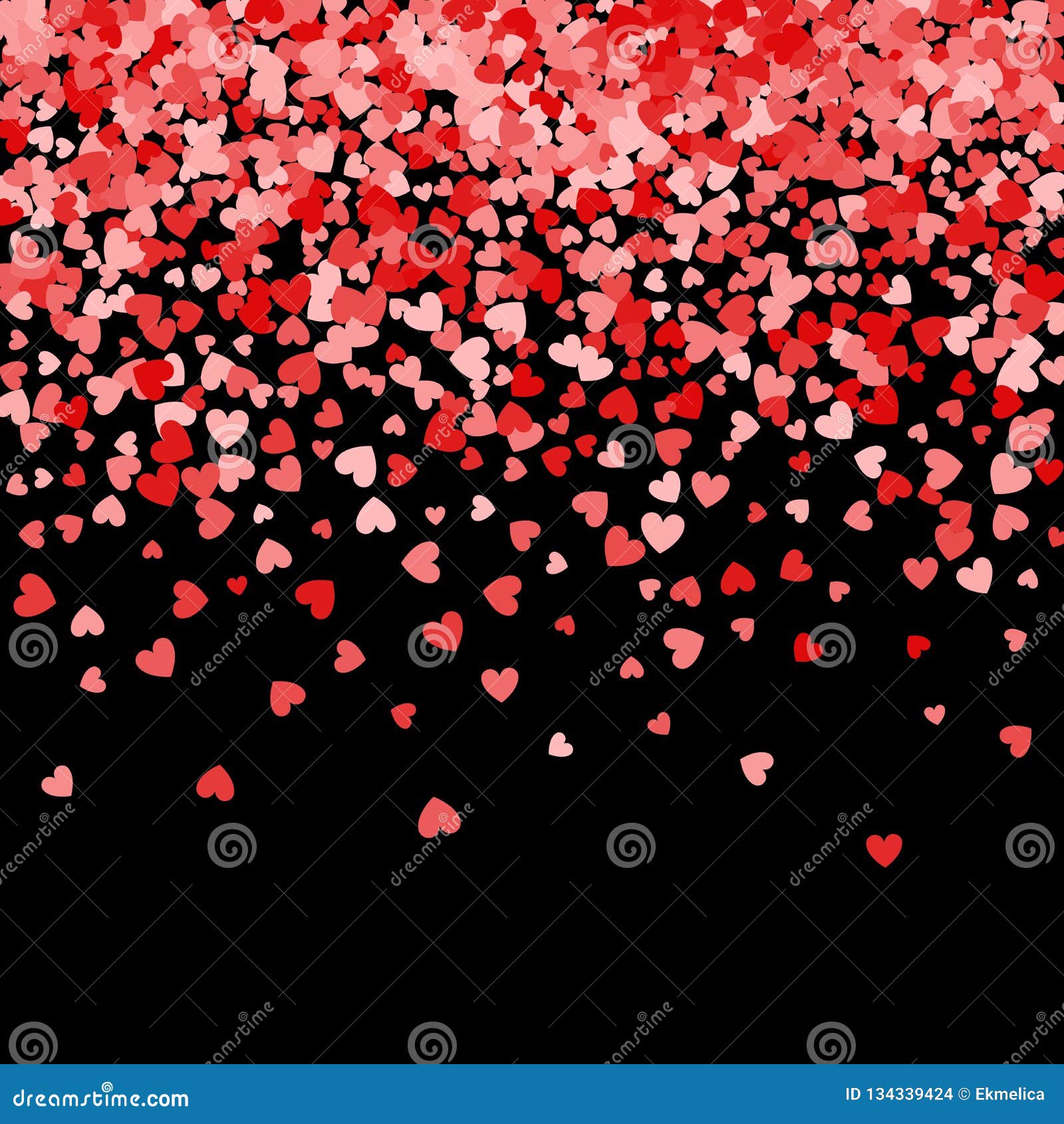 Background of Random Falling Hearts Stock Vector - Illustration of ...