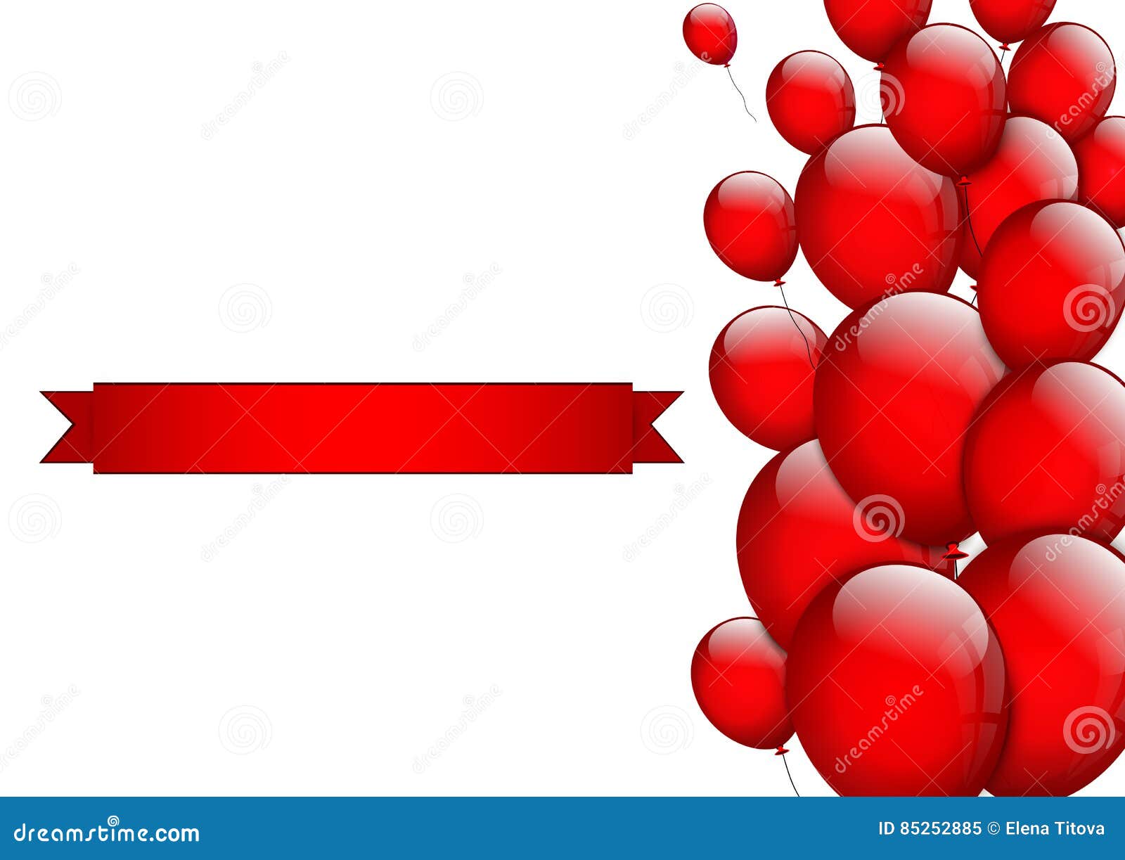 Background with Red Balloons Stock Vector - Illustration of ribbon ...