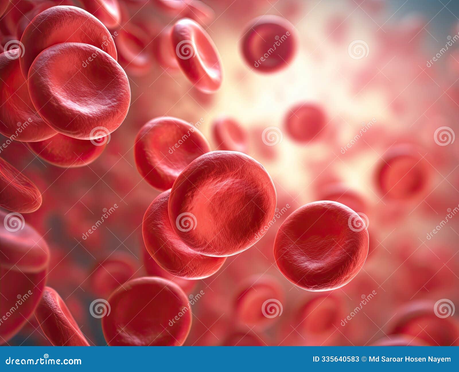 Background of Red Blood Cells in a Vein, Featuring a Subtle Depth of ...