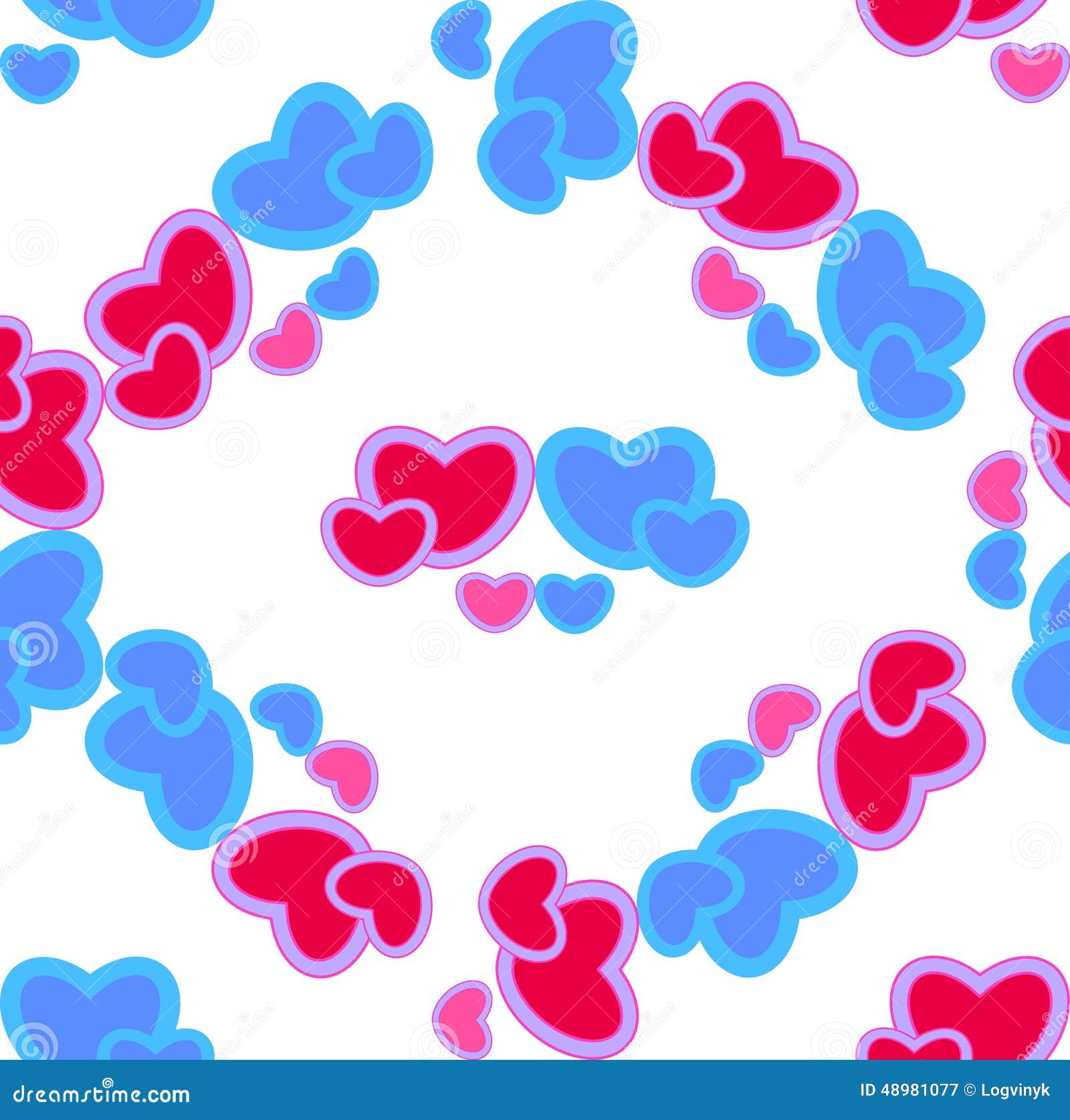 Background with Red and Blue Hearts. Seamless Pattern Stock ...